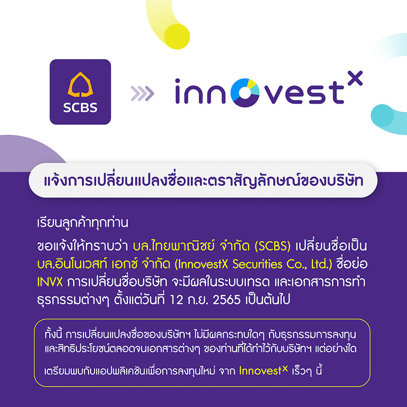 SCBX ได้ปันผล 6.1 หมื่นล้าน เปลี่ยนชื่อ SCBS เป็น InnovestX เริ่ม 12 ...